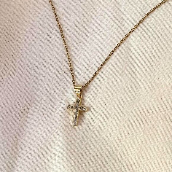 Accessories | Y2k Style Gold Chain Link Small Cross Jesus Necklace ...